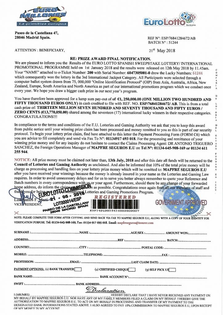 Lottery scam being circulated via physical mail in Cayman Islands ...