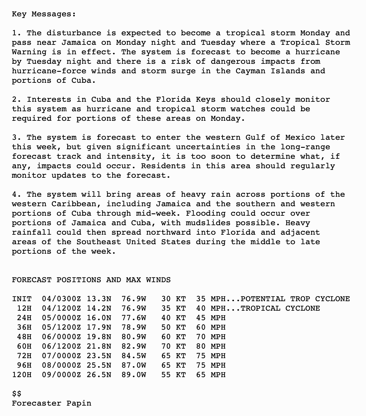 Potential Tropical Cyclone Eighteen -Cayman under Hurricane Watch NHC ...